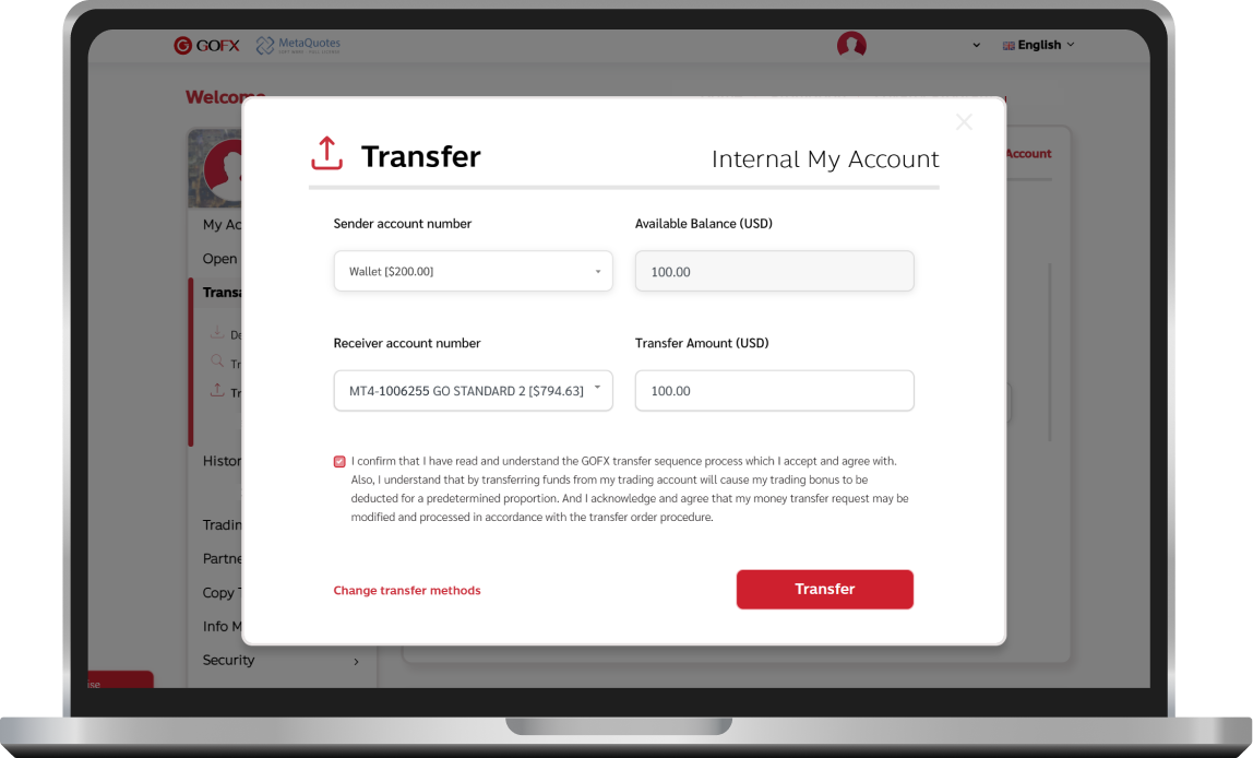 How to internal transfer within the account