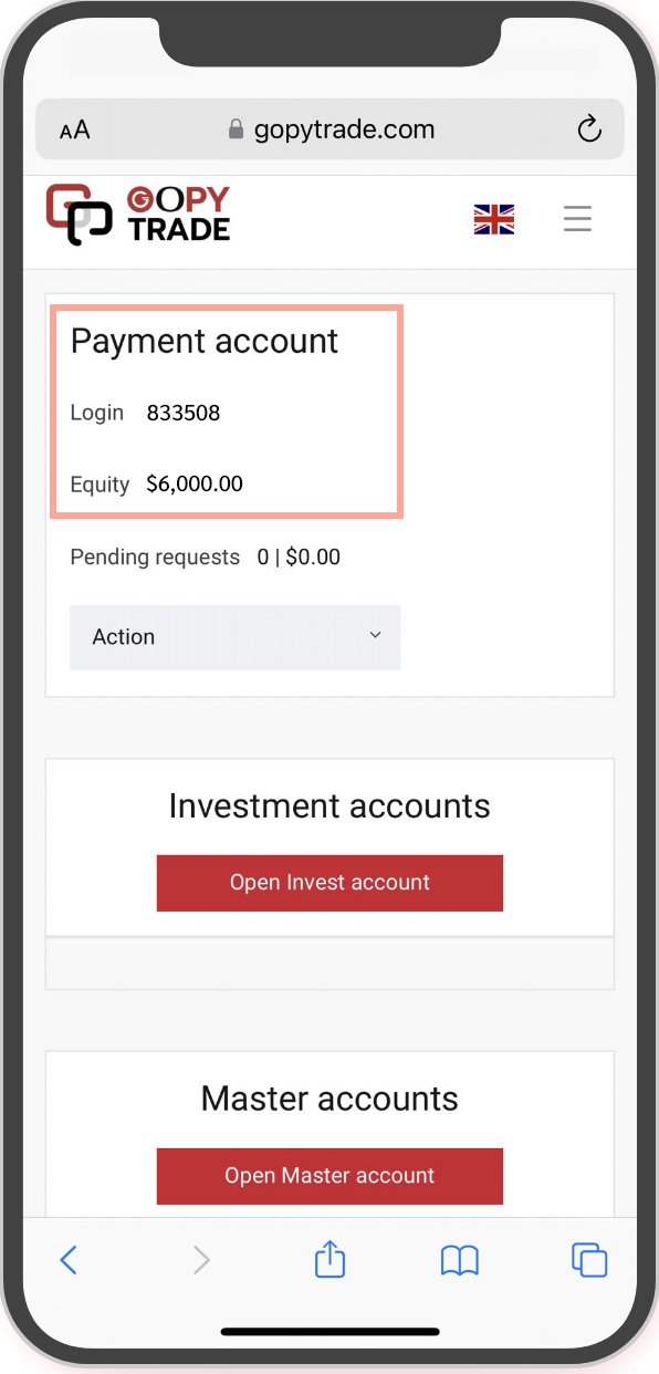How to start copy trade account for investor account?
