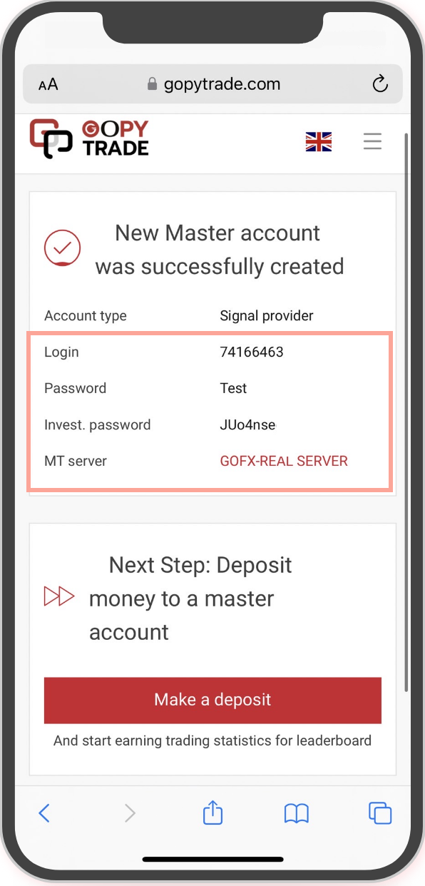 How to start copy trade account for master account?