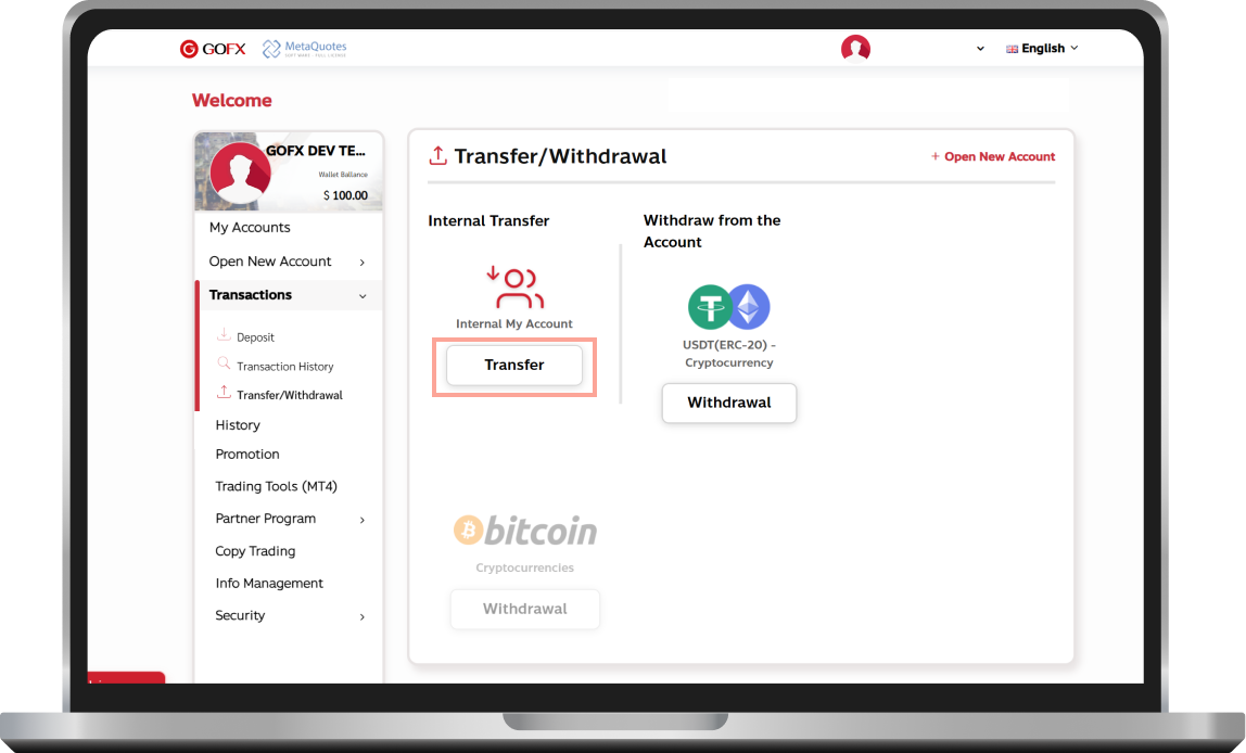 How to transfer copy trade account?