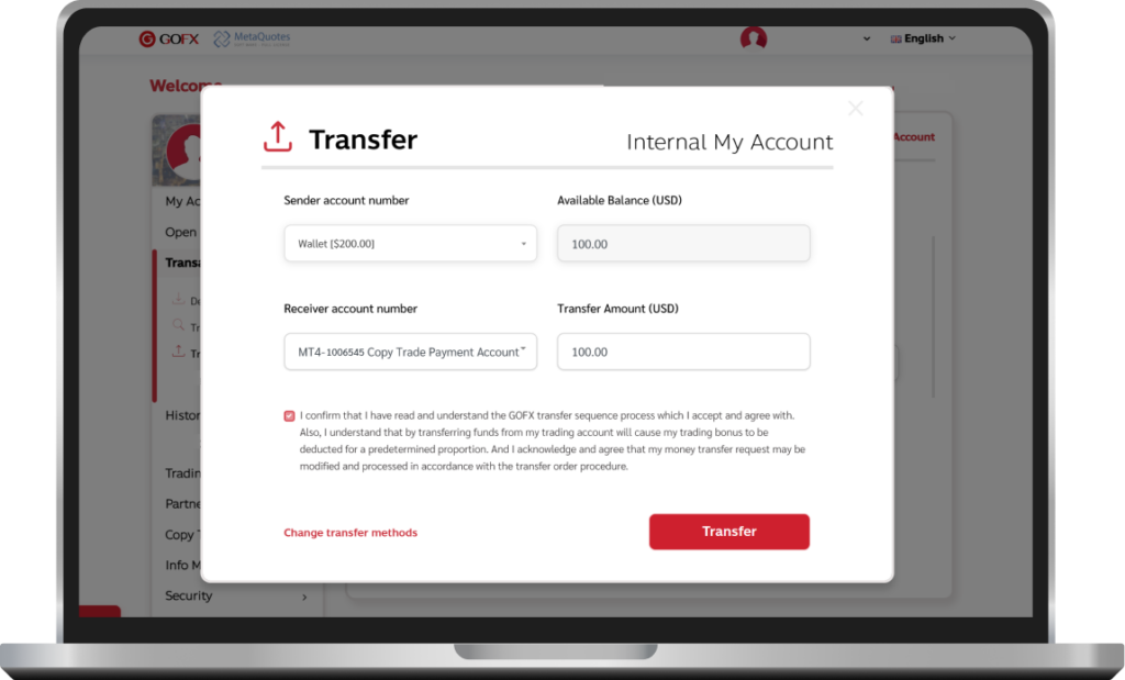 How to transfer copy trade account?