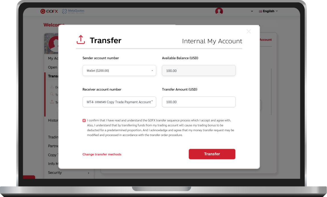 How to transfer copy trade account?