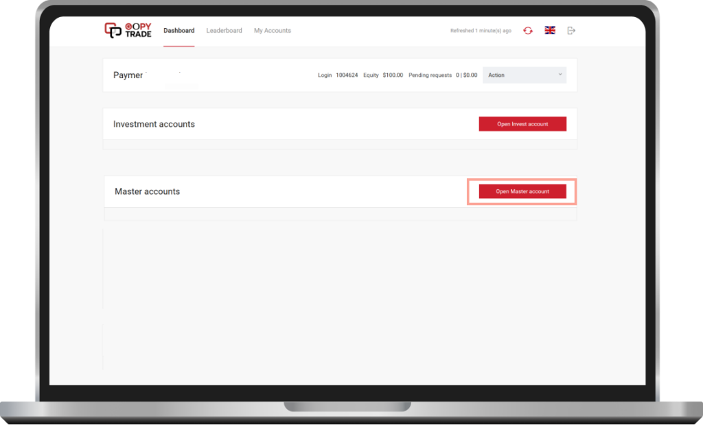 How to start copy trade account for master account?