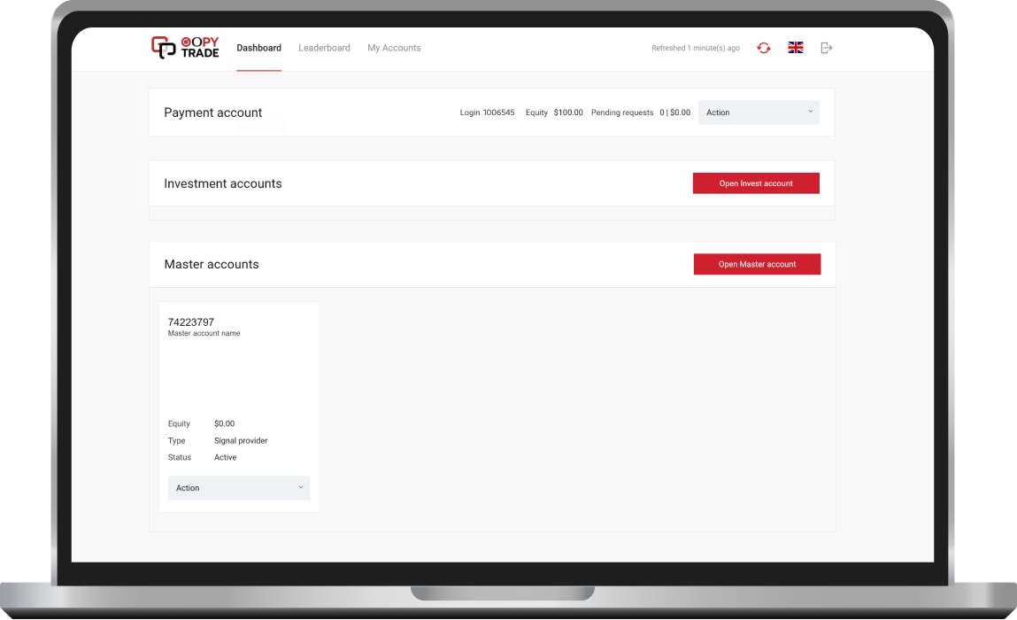 How to start copy trade account for master account?
