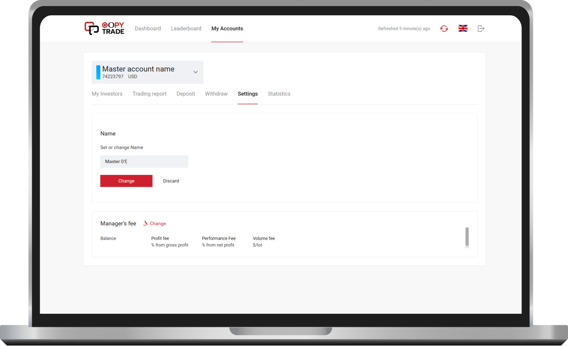 How to start copy trade account for master account?