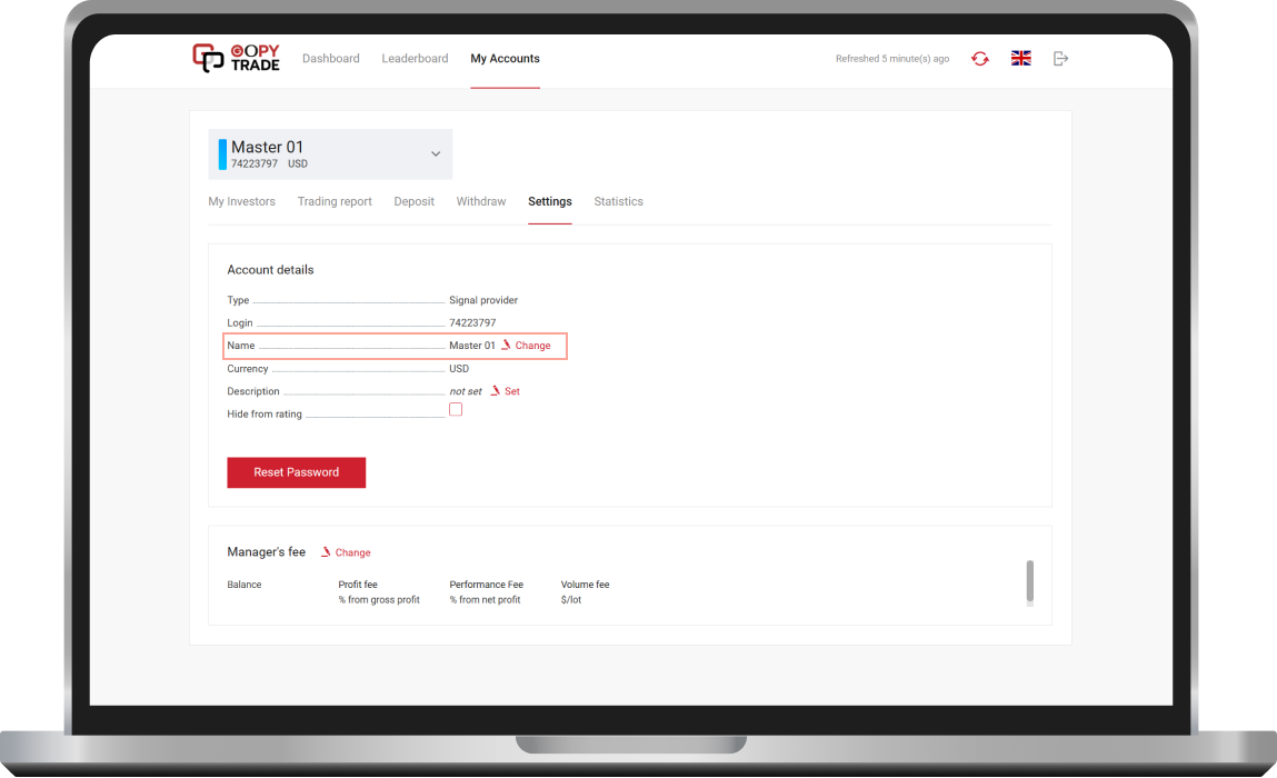 How to start copy trade account for master account?