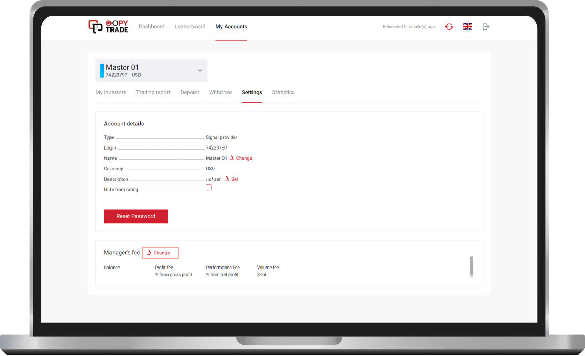 How to start copy trade account for master account?