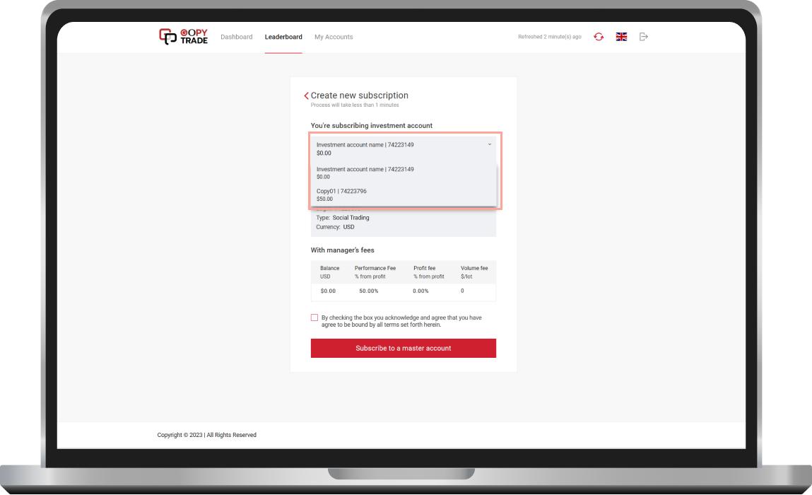 How to subscribe to master account?