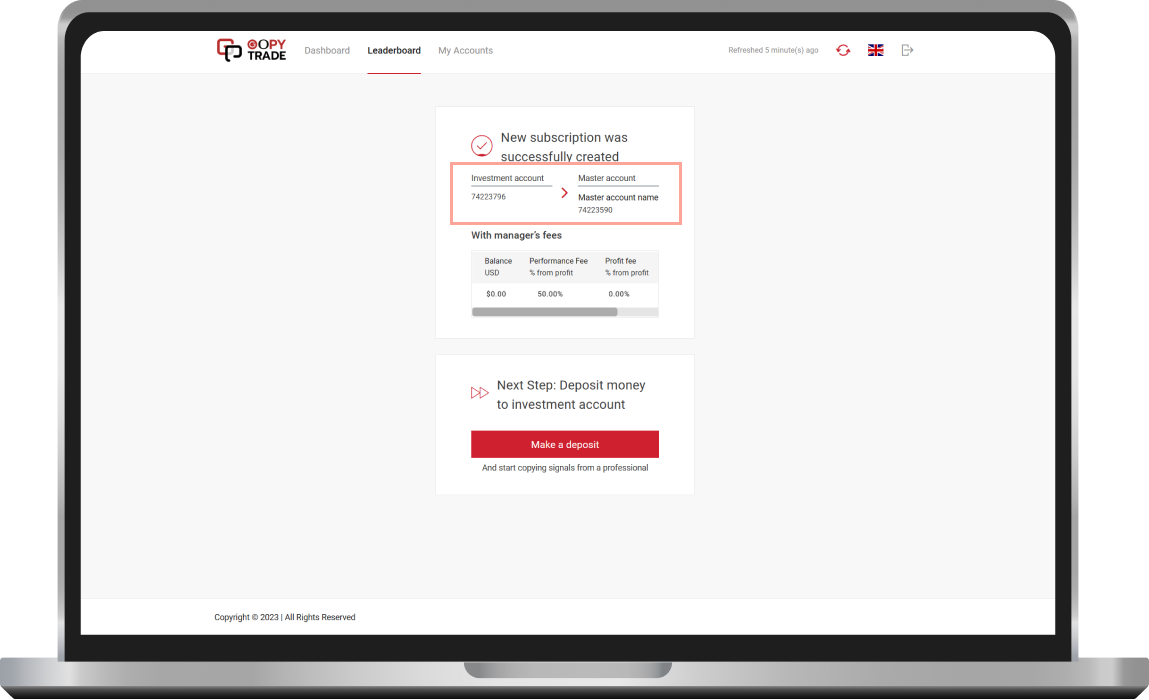 How to subscribe to master account?