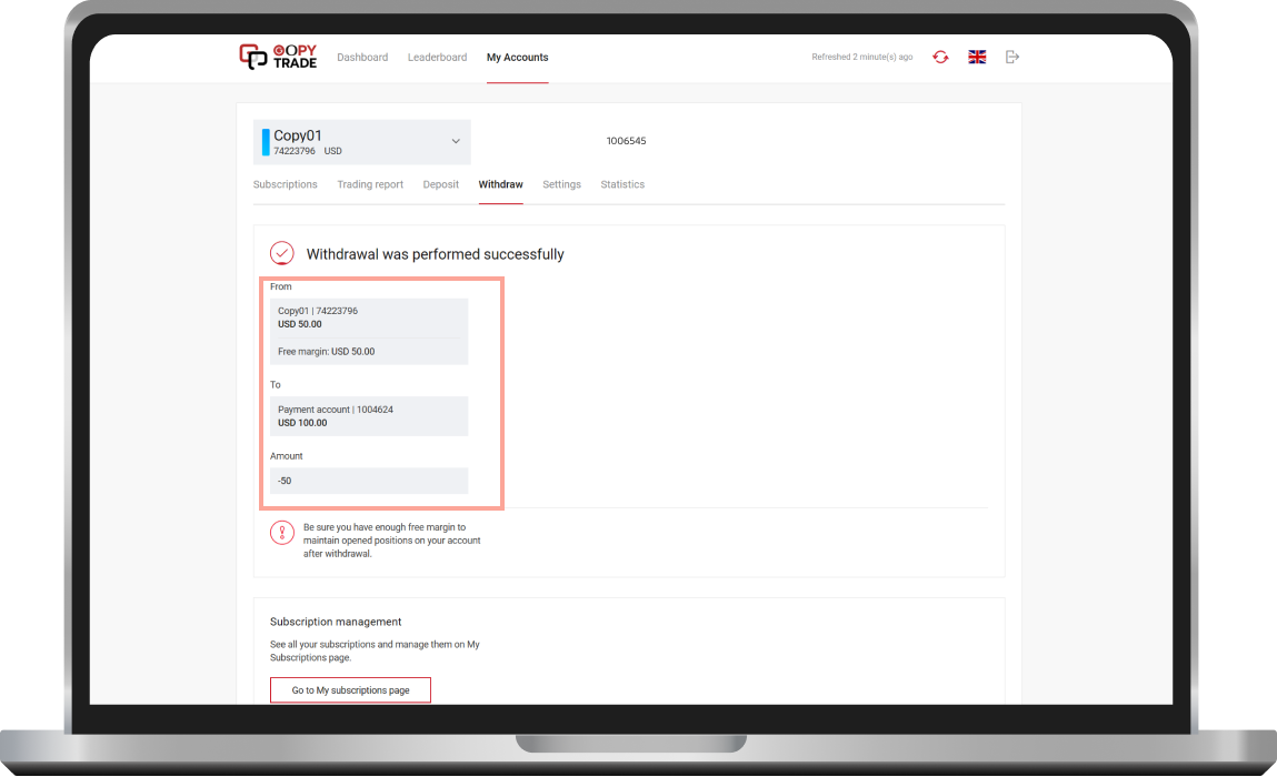 How to withdrawal for investor account