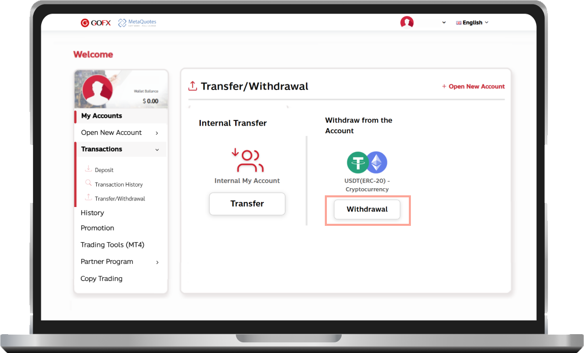How to withdrawal for investor account