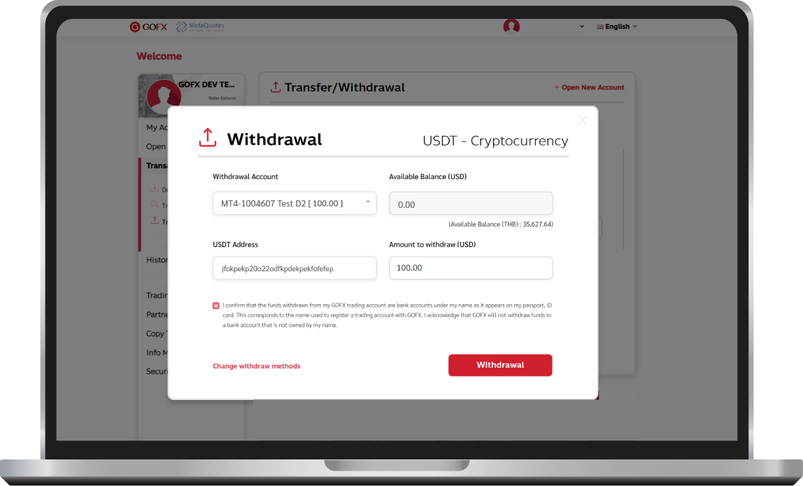 How to withdrawal for investor account