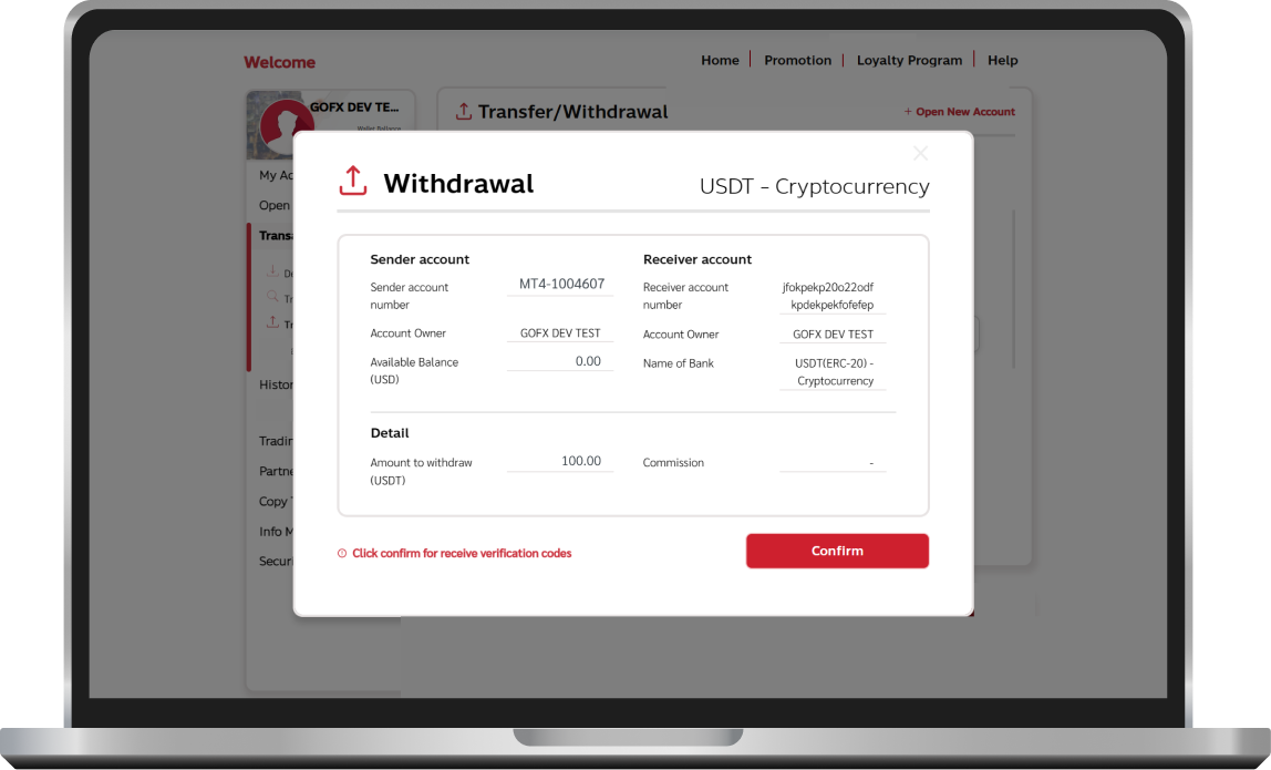 How to withdrawal for investor account